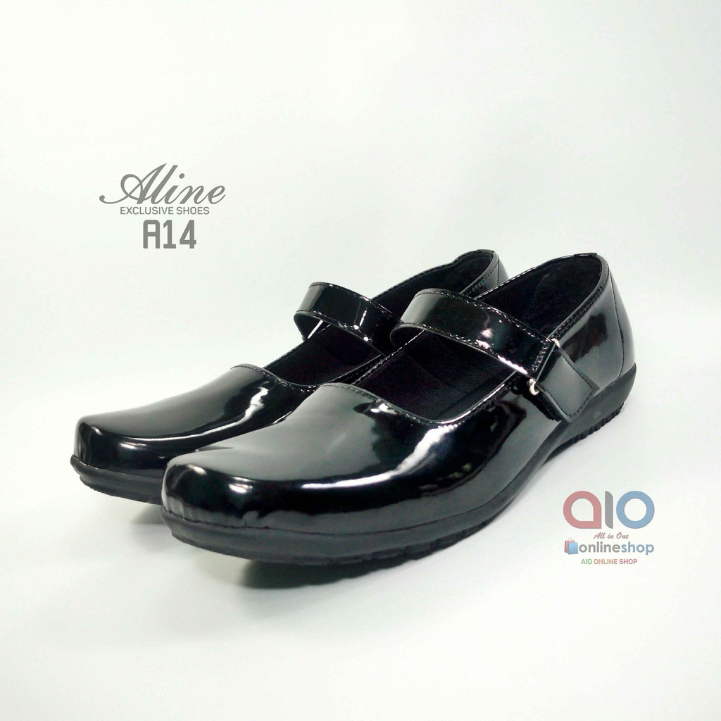 Jual SEPATU PANTOFEL PASKIBRA Wanita Glossy Flat Hitam Kilap Sekolah ...