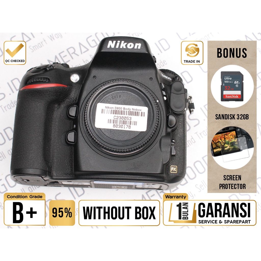 Jual Nikon Camera D800 DSLR Full Frame Body Only - Grade B+ - C230053 | Shopee Indonesia