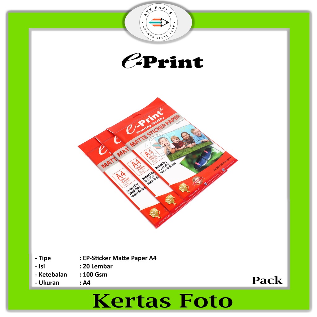 Jual E-PRINT - Kertas Foto Matte Sticker Paper A4 100 Gsm - Pack ...