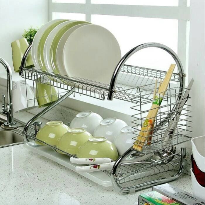 Jual [Rak ] Rak Piring 2 Susun Stainless / 2 Layer Dish Drainer ...