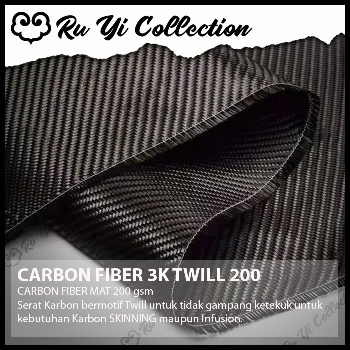 Jual CARBON FIBER TWILL 3K 200GSM SERAT KARBON MOTIF ANYAMAN ASLI BKN ...