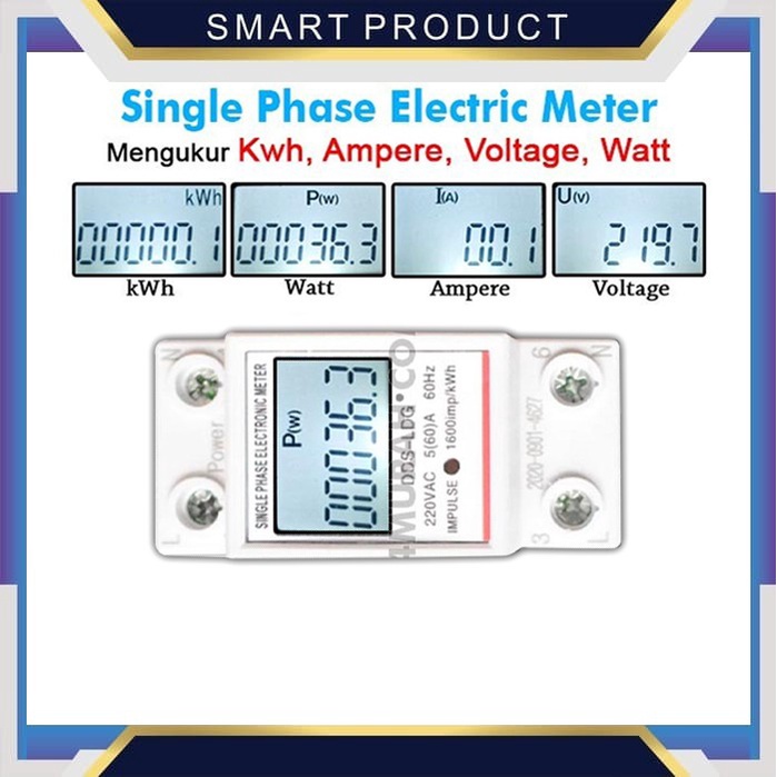 Jual Listrik Meteran Listrik Kwh Meter Digital Smart Power 220 V 60A 1 Phase | Shopee Indonesia