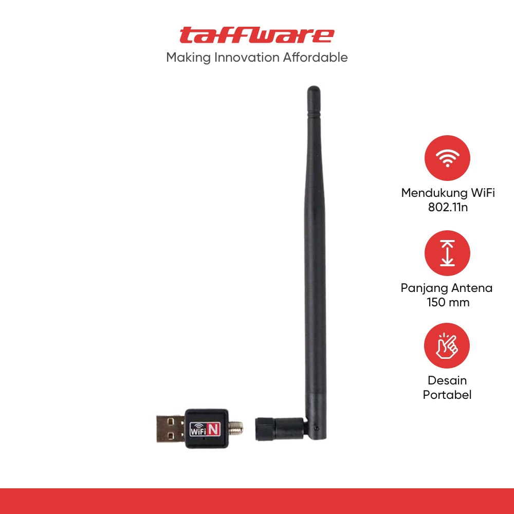 Jual Taffware WiFi USB Adapter 802.11N 150Mbps with Antena Realtek 8188 ...