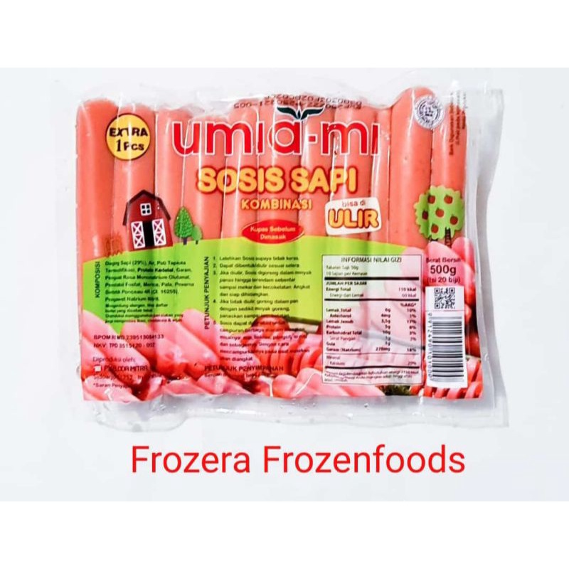 Jual [DIJAMIN FRESH] UMIAMI Sosis Sapi Ulir 500gr Isi 20 + 1 Biji ...