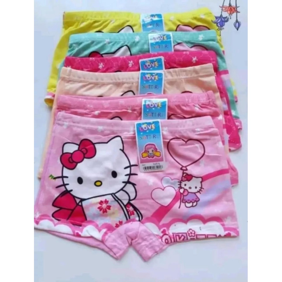 Jual 6pcs pop boxer anak cewek umur 1-7 tahun /size M L XL /bahan katun ...