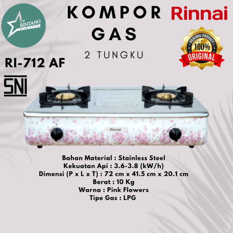 Jual JUAL KOMPOR GAS 2 TUNGKU RINNAI RI-712 AF | Shopee Indonesia