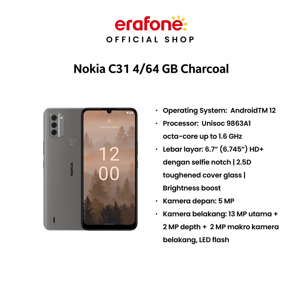 Jual Nokia C31 4/64 GB - Charcoal | Shopee Indonesia