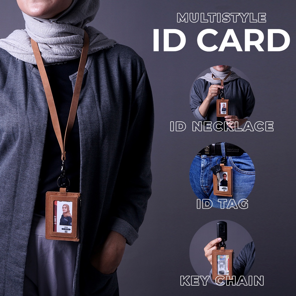 Jual ID02 - Kartu Pengenal Name Tag Card Holder Berbahan Kulit Asli ...