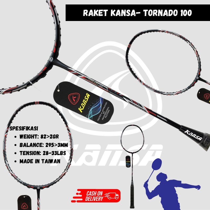 Jual Raket badminton Kansa Tornado 100 200 300 32lbs Original | Shopee ...