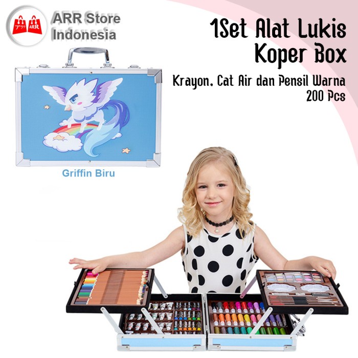 Jual DISKON SHOPEE/ ARR Set Alat Mewarnai Anak Crayon Art Set Koper 200 ...