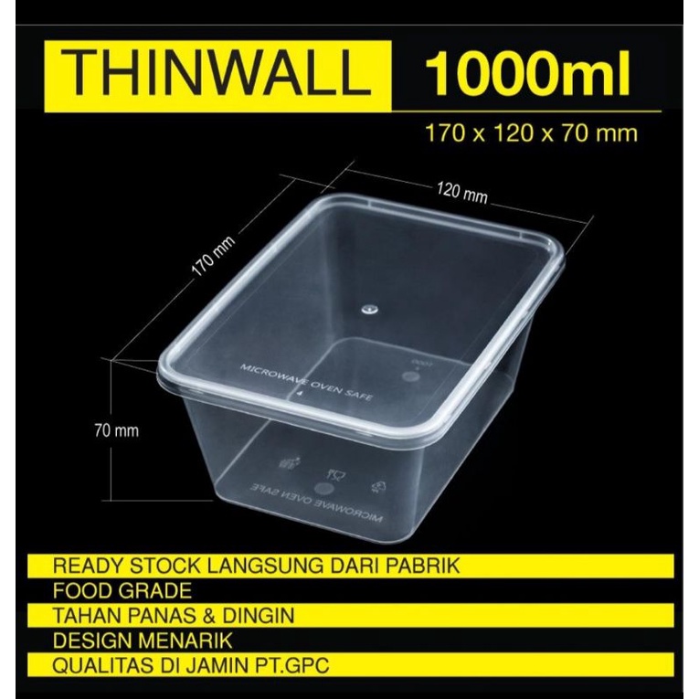 Jual thinwall kotak 1000 ml gradefood | Shopee Indonesia