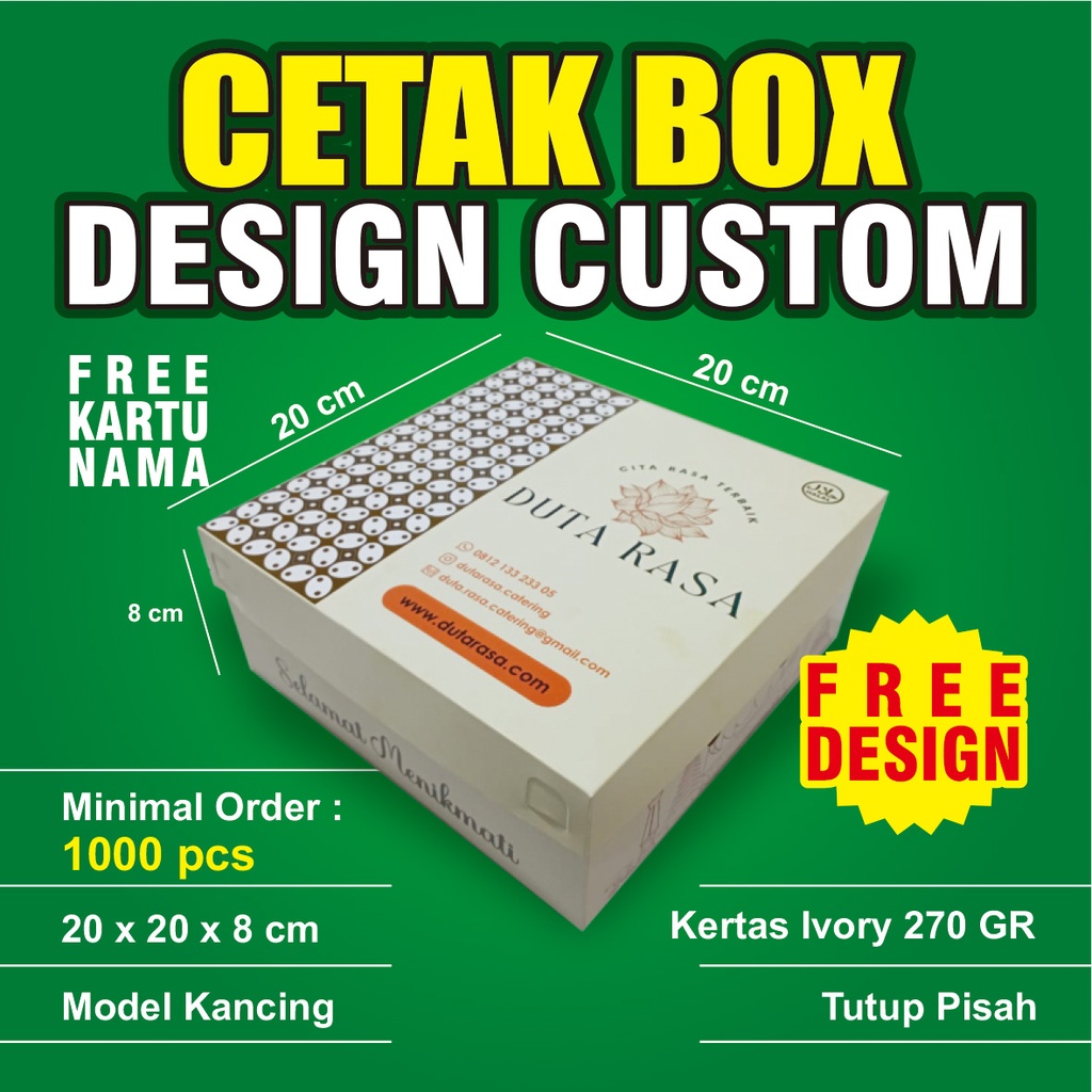 Jual Cetak Dus Nasi 20 x 20 x 8 cm (Tutup Misah), Kotak Nasi, Box Nasi ...