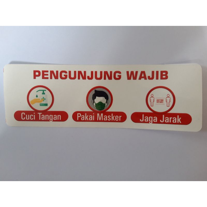 Jual Stiker Pengunjung Wajib Cuci Tangan Pakai Masker Dan Jaga Jarak ...