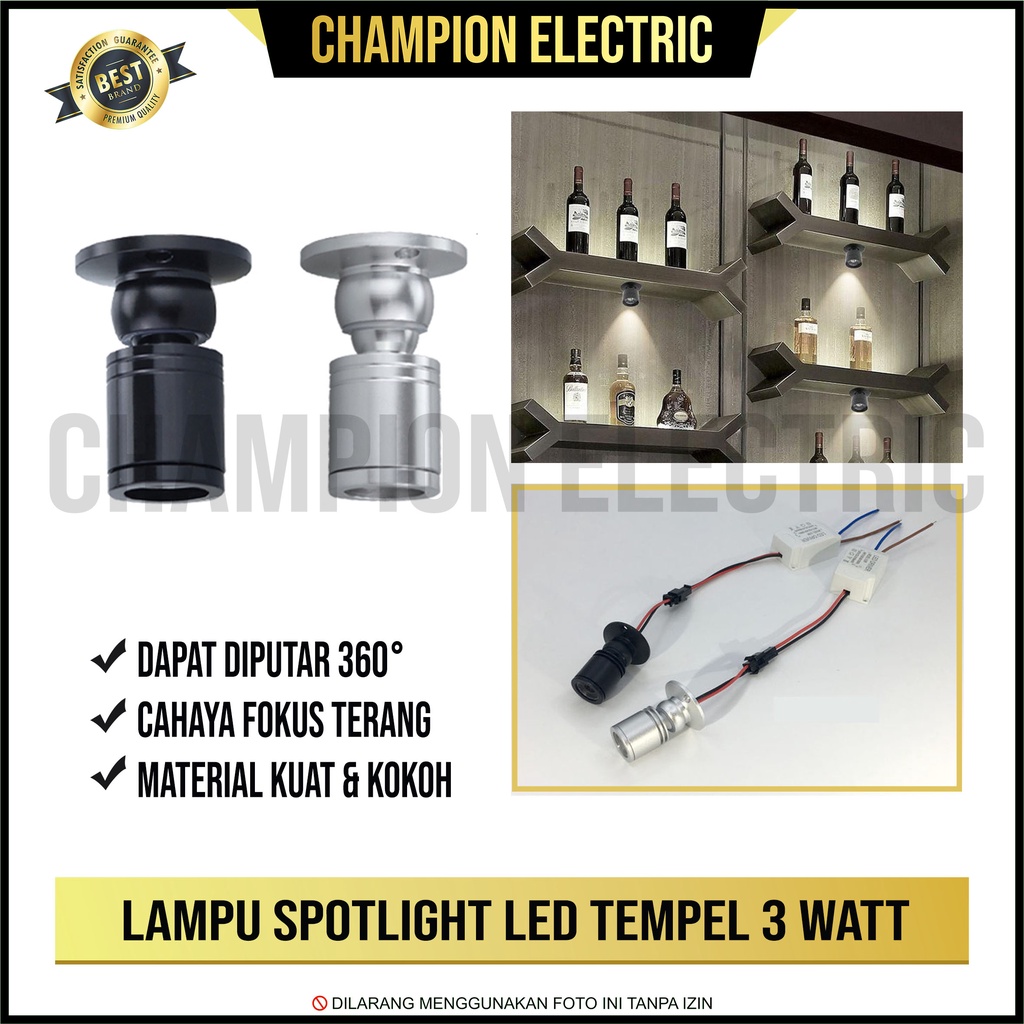 Jual Lampu Spotlight LED Tempel Plafon Rak Etalase Lemari Kabinet 3 ...