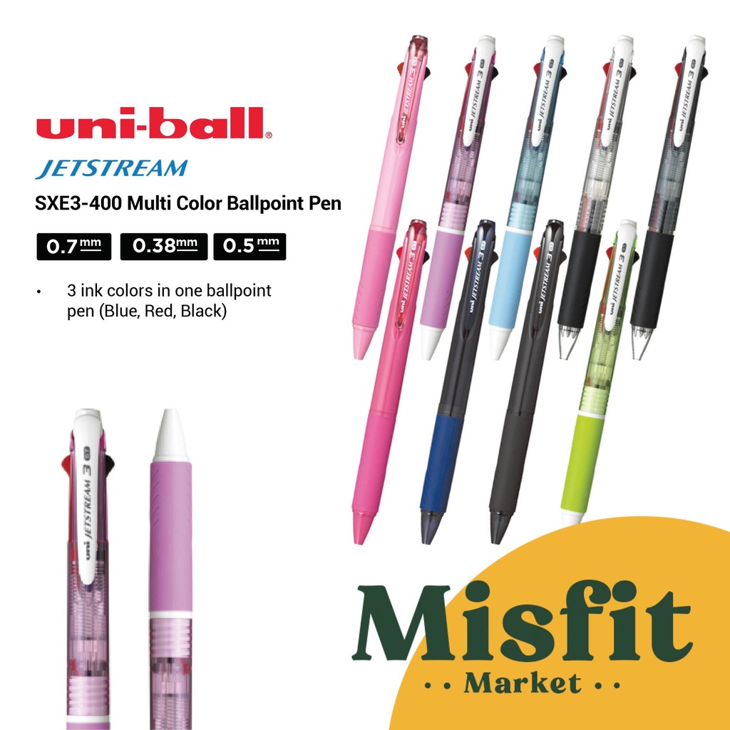 Jual Uniball Jetstream 3 SXE3-400 Multi Color Ballpoint 0.38 0.5 0.7 mm 3C Pulpen Uni Ball Tinta ...