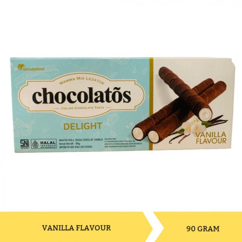 Jual chocolatos DELIGHT wafer roll coklat / vanila 90 gram | Shopee ...