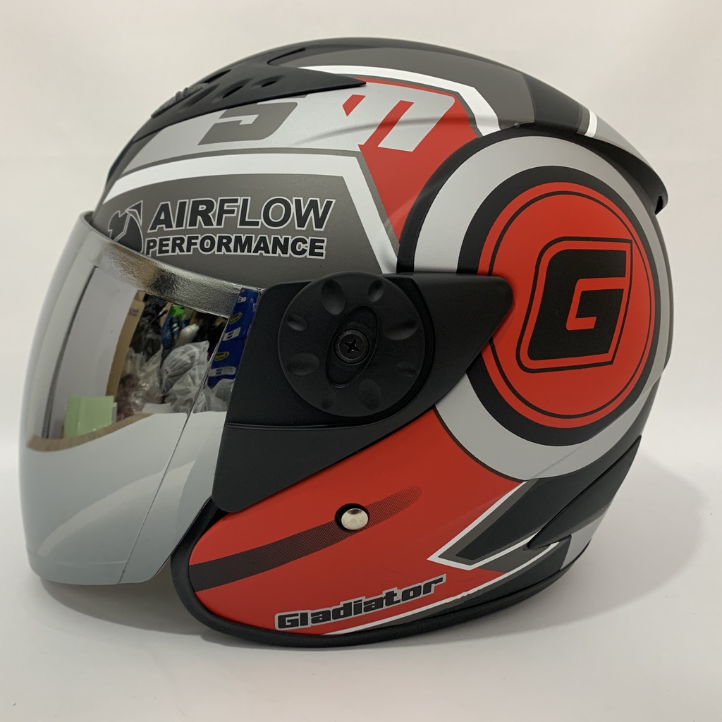 Jual Helm Vision Jumper (Merah) Hitam Doff - Kaca Iridium Silver ...