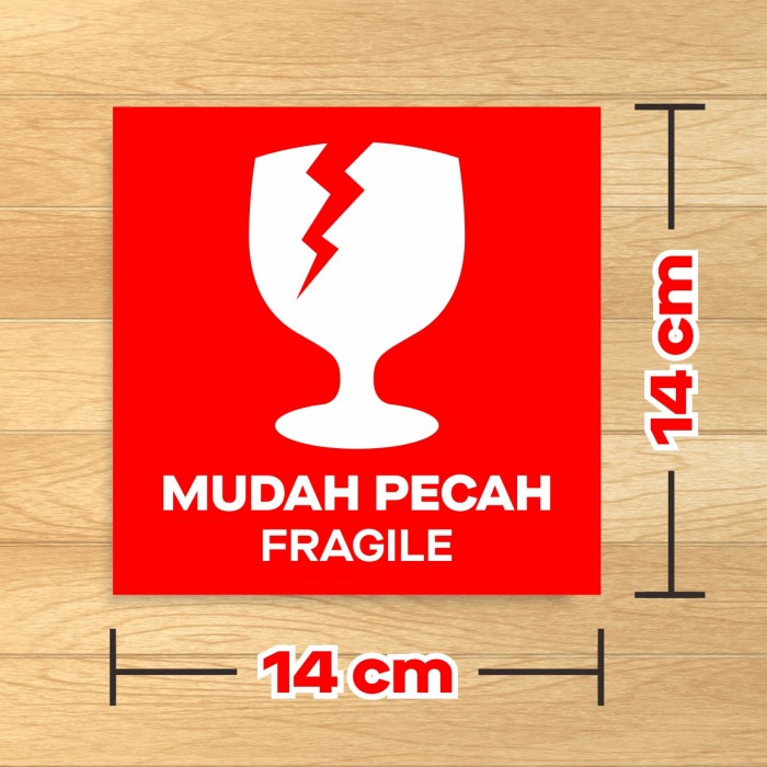 Jual Stiker Mudah Pecah Label Pengiriman Fragile Hati-hati 14 x 14 cm ...