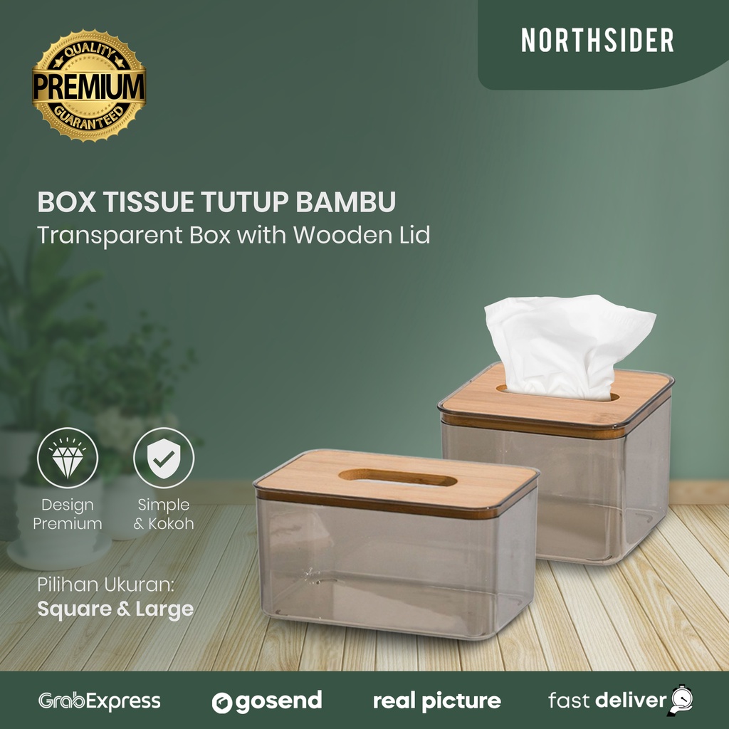 Jual Tempat kotak tisu box tissue tutup bambu transparent hitam ...