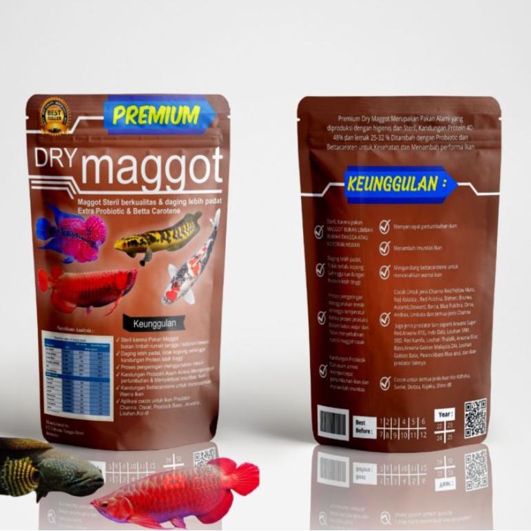 Jual O90 Maggot kering plus Betacarotene PREMIUM DRY MAGGOT Pakan Ikan ...