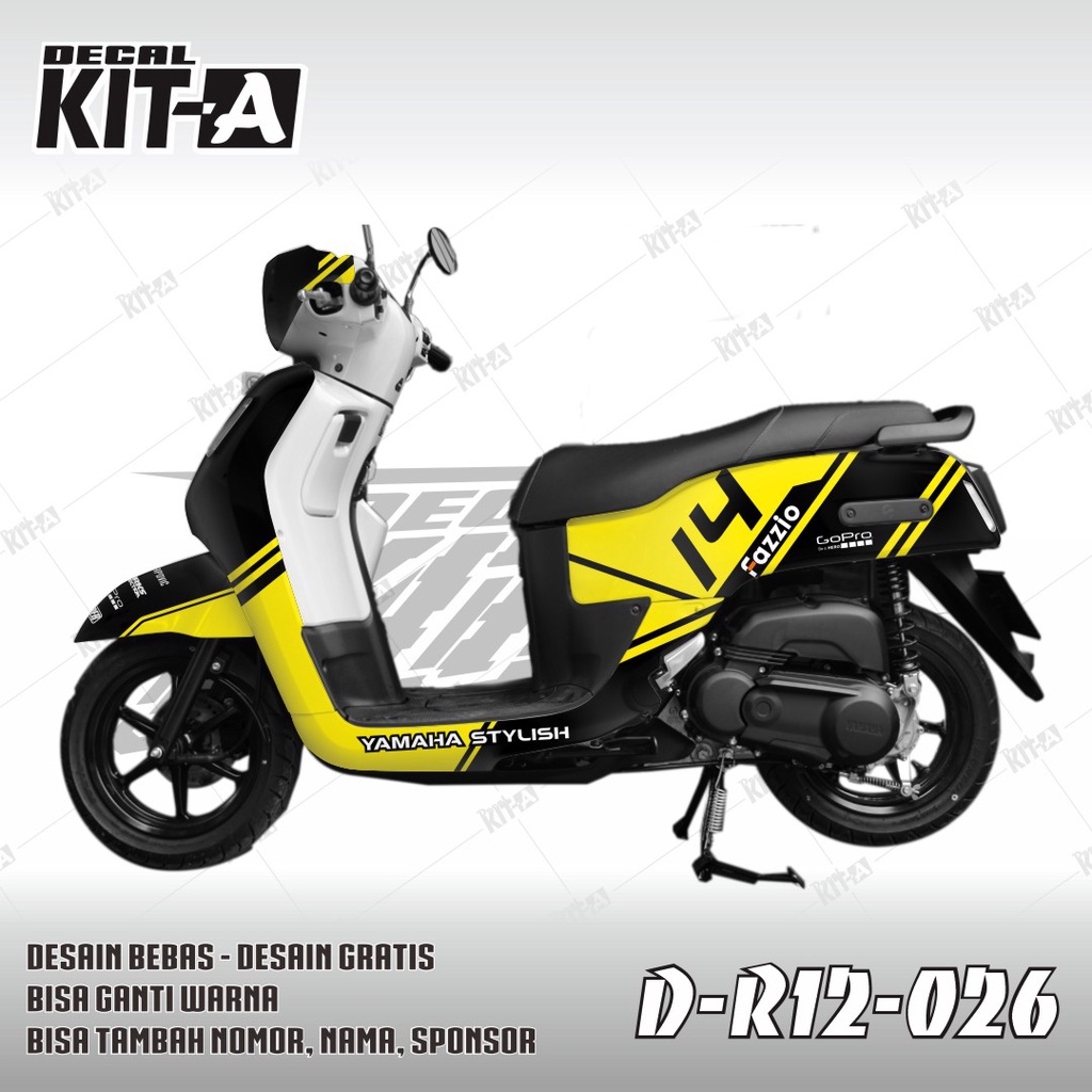 Jual Decal Yamaha Fazzio full body custom design MOTIF SIMPLE HITAM LIS ...