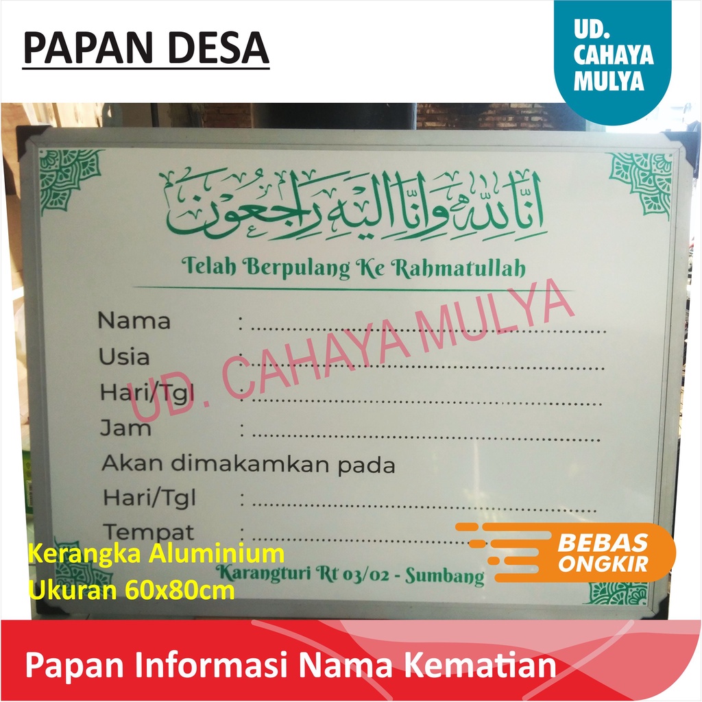 Jual Papan Informasi Nama Kematian | Shopee Indonesia