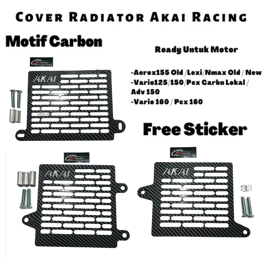 Jual Cover Radiator Tutup Radiator Akai Racing Besi Karbon Series Nmax ...