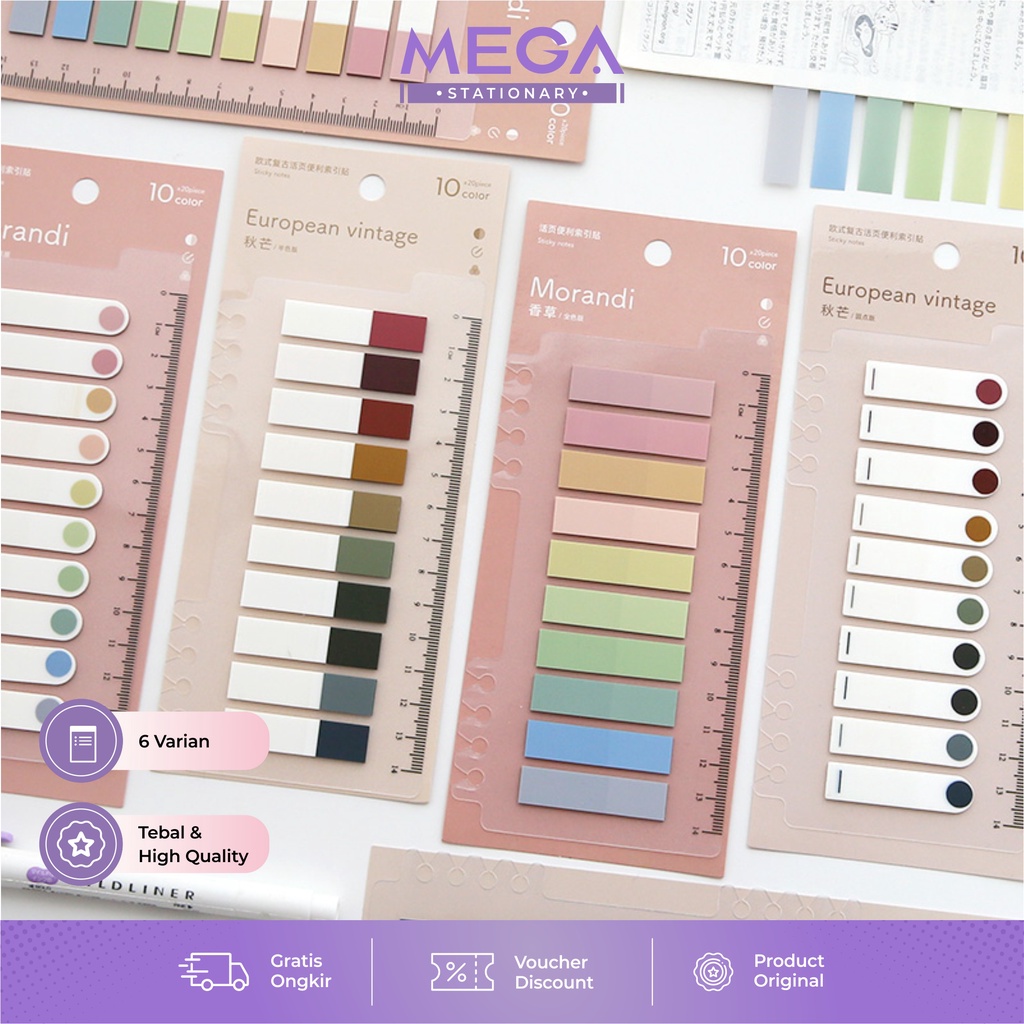 Jual 200 Lembar Sticky Note Warna Neon / Pastel / Macaron / Morandi ...