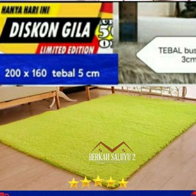 Jual KARPET BULU RASFUR KASUR LANTAI UK 200 X 160 X 5 CM POLOS KUNING ...