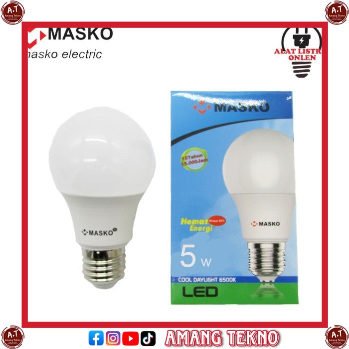 Jual MASKO LED A60 E27 Lampu Putih / Kuning 5W 5 Watt 5Watt W Bohlam Bulb - Kuning ORI | Shopee ...
