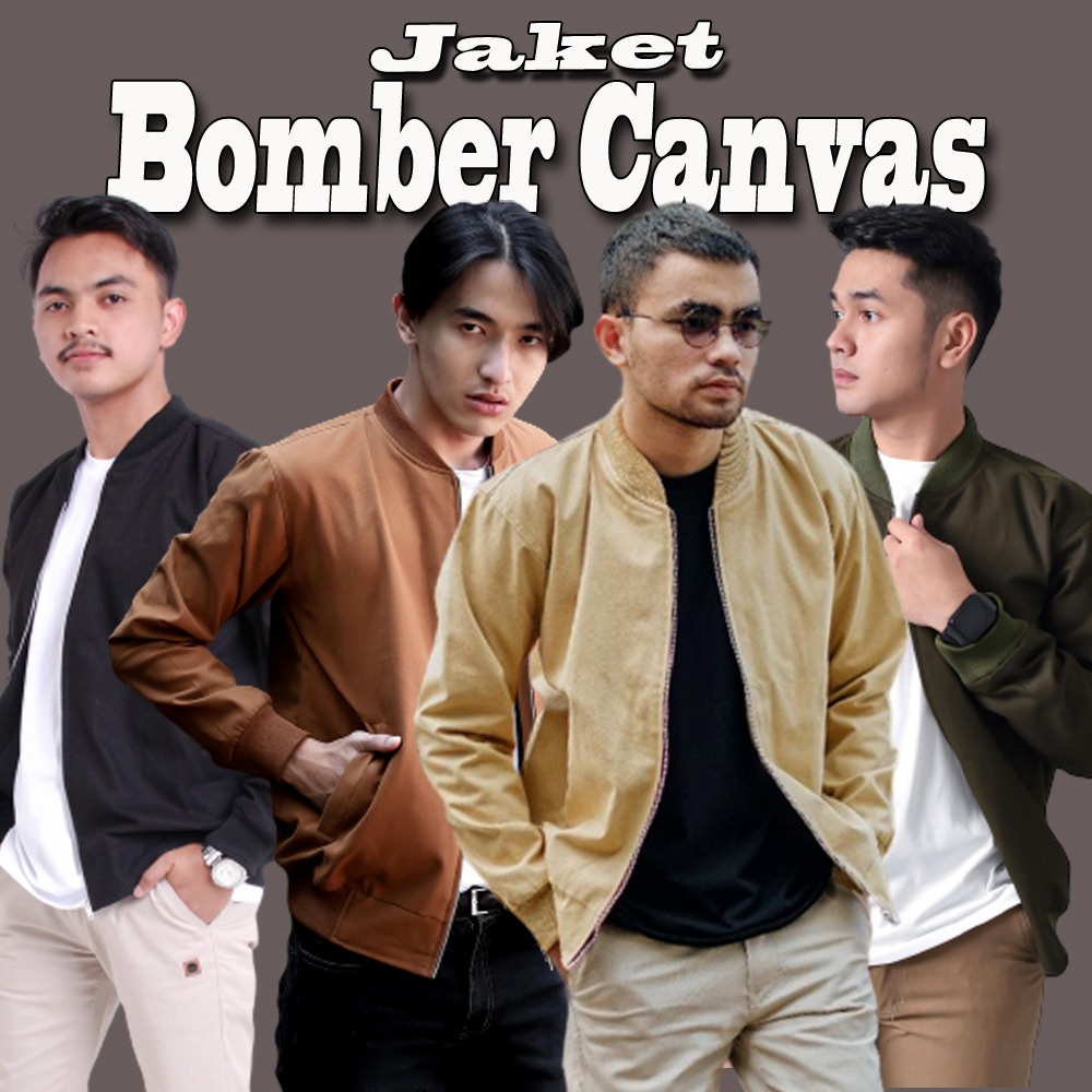 Jual Jaket Bomber Pria Bahan Canvas Bomber Pria Best Seller | Shopee ...