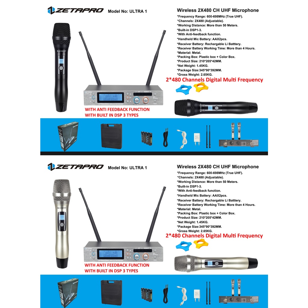 Jual Mic Wireless ZETAPRO ULTRA1 ULTRA 1 ORIGINAL Handle Anti Feedback ...