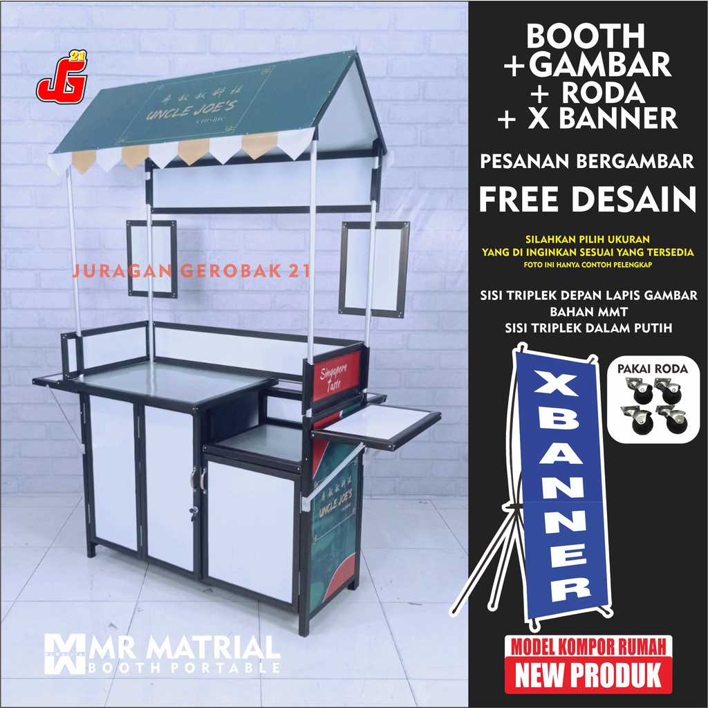 Jual Booth Portable Atap Rumah Komplit Kompor Tulang Hitam Gerobak ...