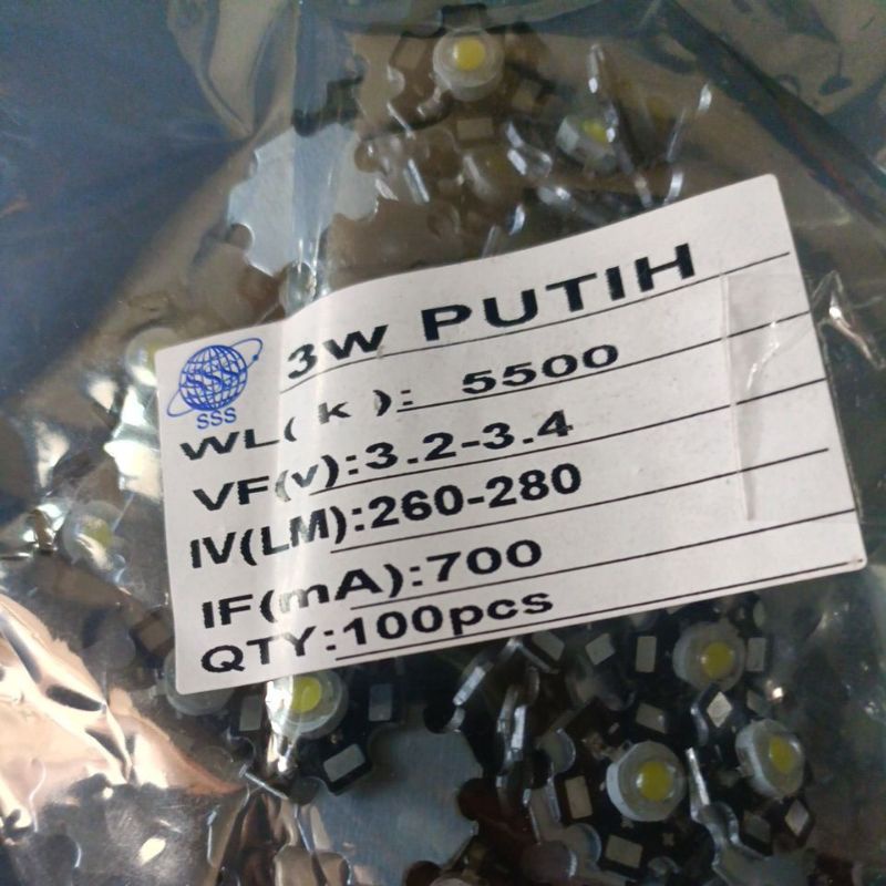 Jual led hpl 3volt 3wat plus heatsing putih | Shopee Indonesia