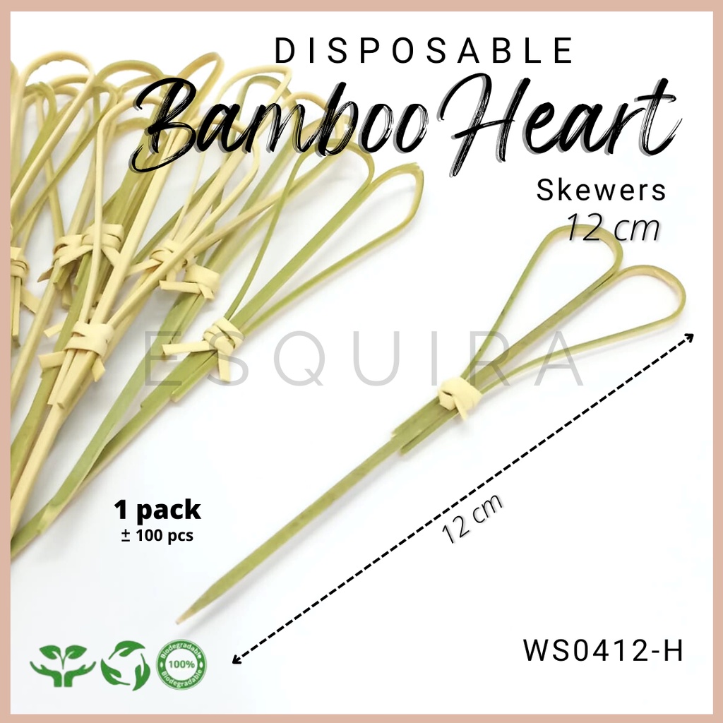 Jual Tusuk Bambu Dessert Simpul Hati / Bamboo Heart Skewers Cocktail 12 ...