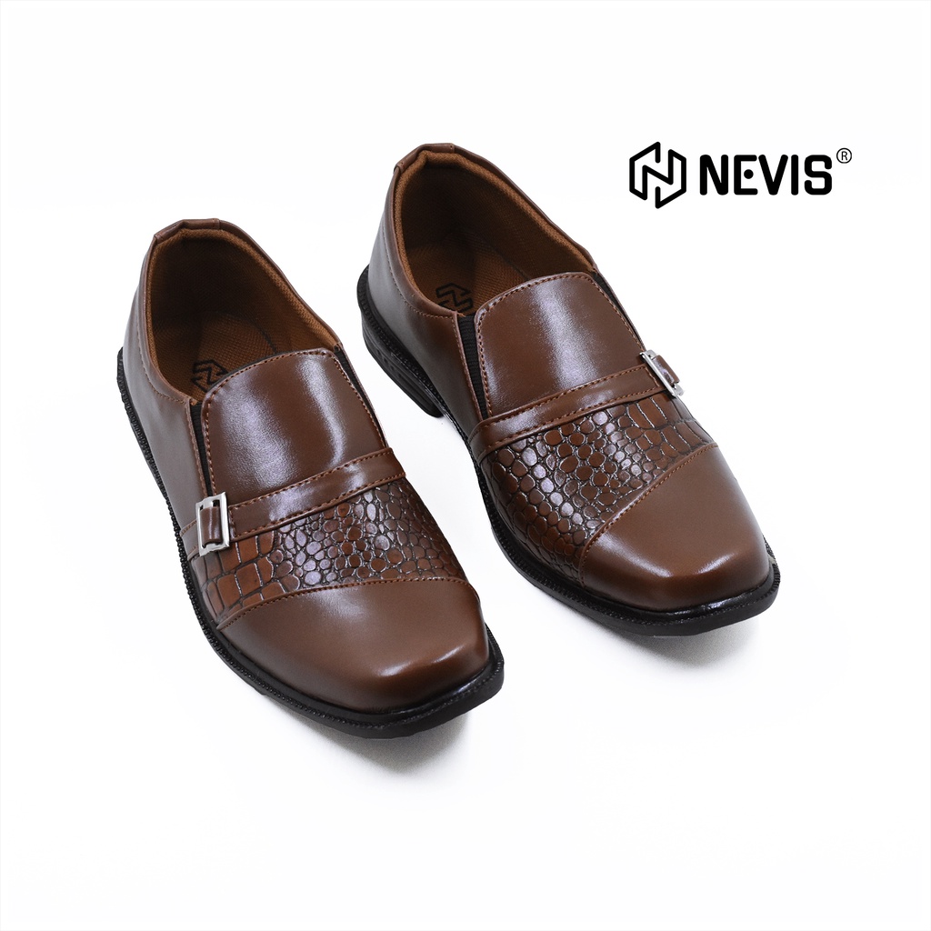 Jual NEVIS Sepatu Pantofel Croco Formal Kerja Kantor Pria Kulit Coklat ...