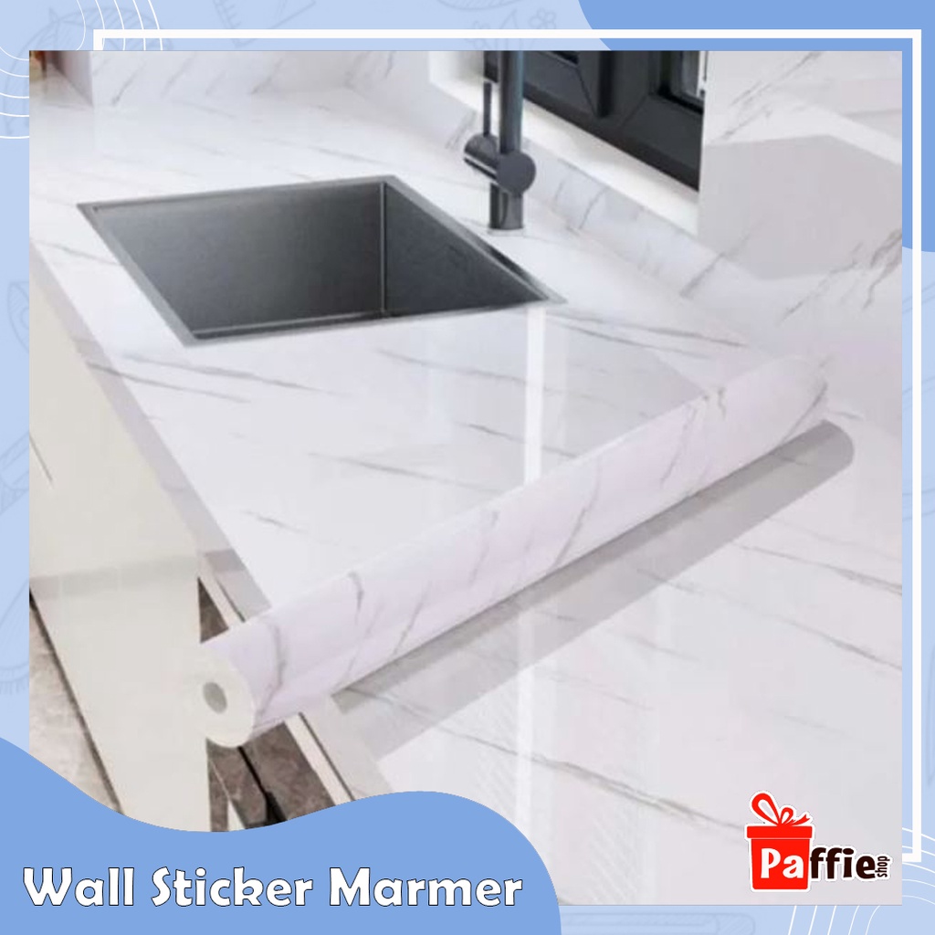 Jual Wall Sticker Marmer Putih Interior Meja Dapur Rak Serbaguna ...