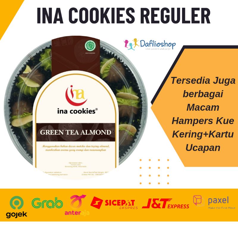 Jual Ina Cookies Green Tea Almond Kue Kering Enak Toples Reguler ...
