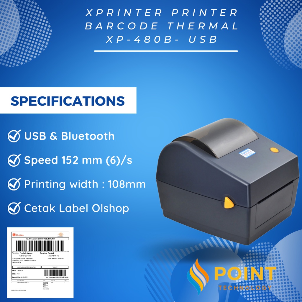 Jual Printer Resi Xprinter Thermal XP-480B- USB BLUETOOTH | Shopee Indonesia