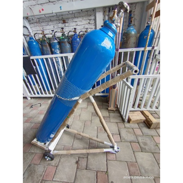 Jual Trolly untuk tabung besar oksigen 6m3/ nitrogen 6m3 / Argon 6m3 ...