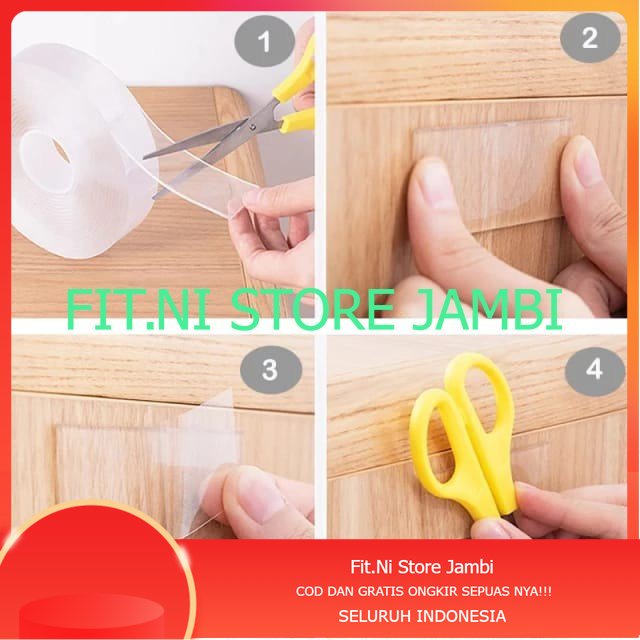 Jual Double Tape Gel Isolasi Bening 2 Sisi Perekat Dinding Tembok Tanpa ...