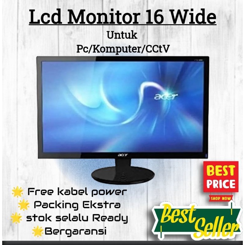 Jual Led Lcd monitor PC / komputer/ cctv 16inc wide jernih mulus ...