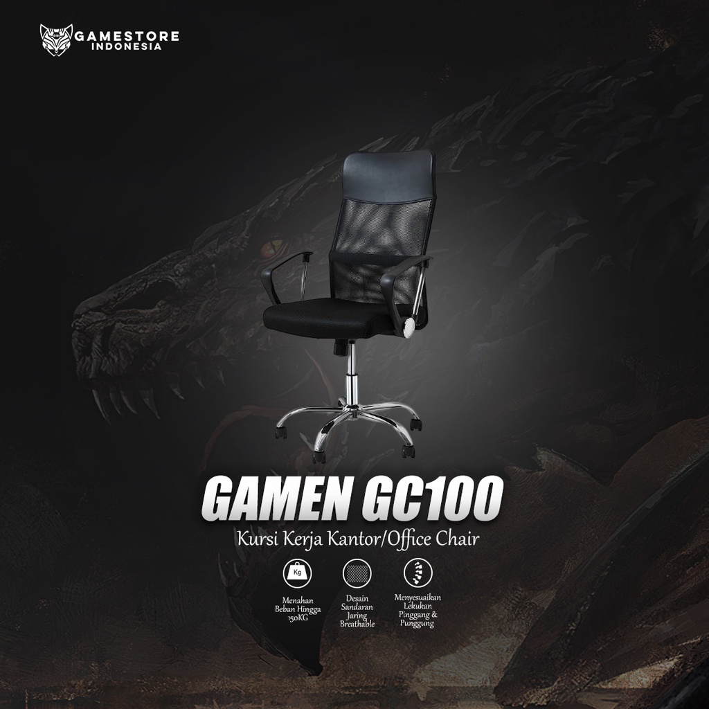 Jual Gamen Kursi Kantor / Gaming Office Chair GC100 Tahan Berat 150 Kg Load bearing black ...