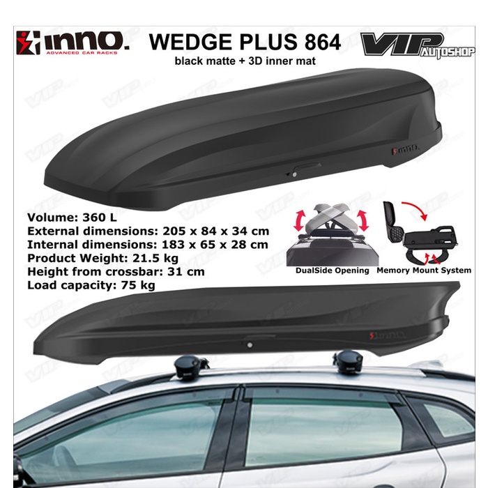 Jual Roofbox roof box INNO WEDGE PLUS 864 hitam matte 360 L original ...