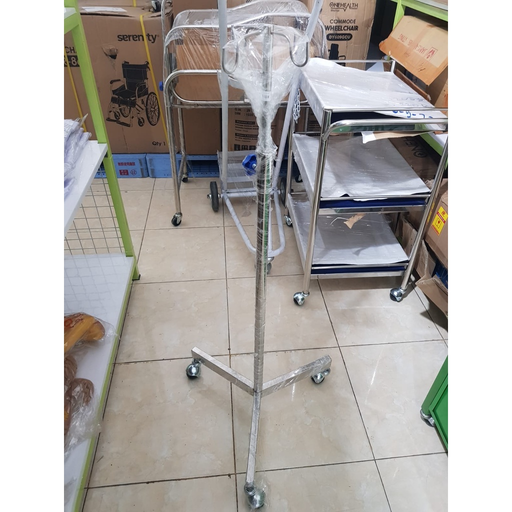 Jual Tiang Infus Kaki 3 Roda Standar / Standard Infus Stainless Steel ...