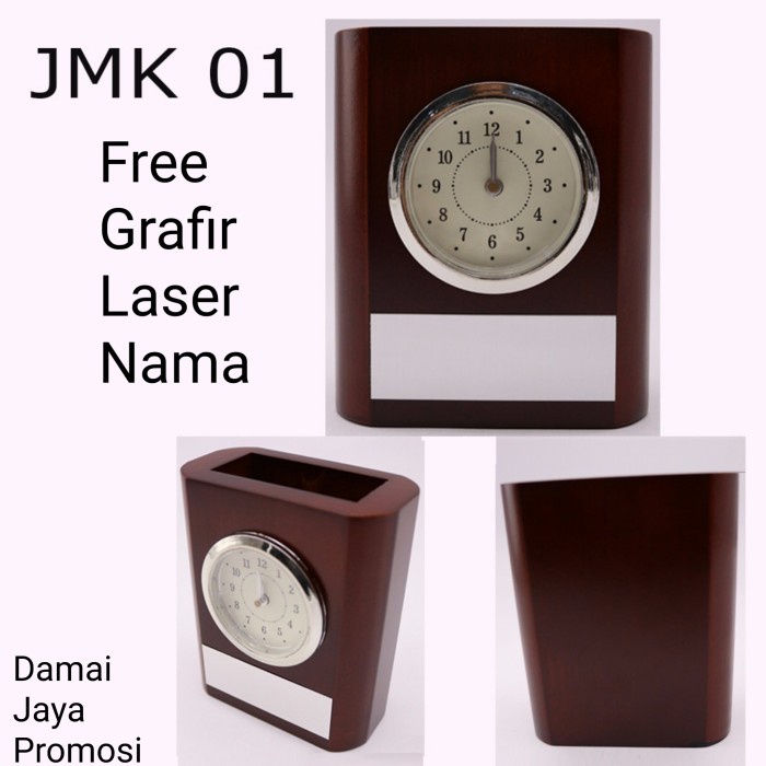 Jual Jam Meja Kayu -JMK 01 / Jam Weker Unik - Free Grafir Laser Nama / Logo | Shopee Indonesia