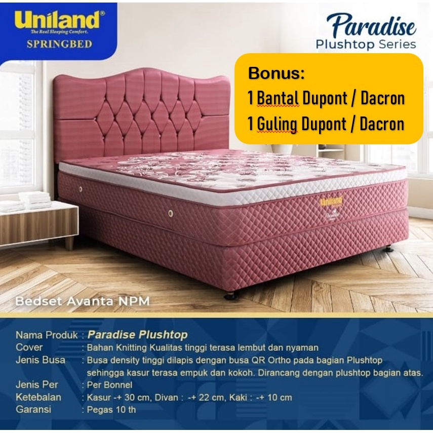 Jual Spring Bed Set Uniland Paradise Plush Top New Series AVANTA Kasur ...