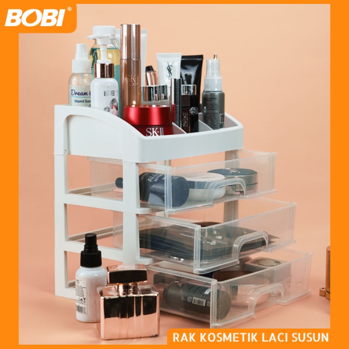 Jual Rak Kosmetik - Rak Make Up Susun Plastik 3 Laci - Rak Serbaguna ...