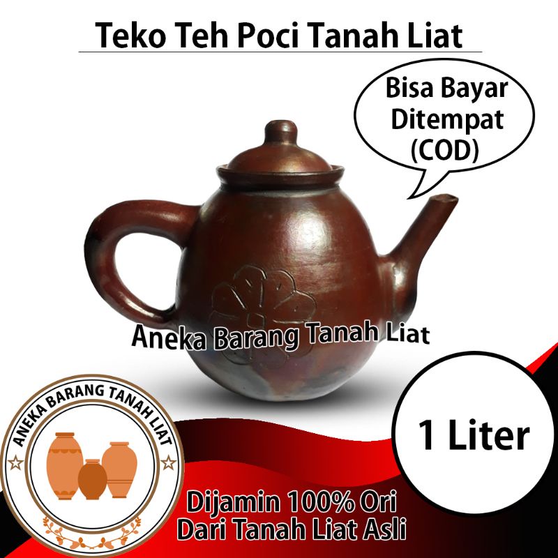 Jual Teko Teh Poci Air Minum/Pitcher Gerabah Tanah Liat - 1 Liter ...