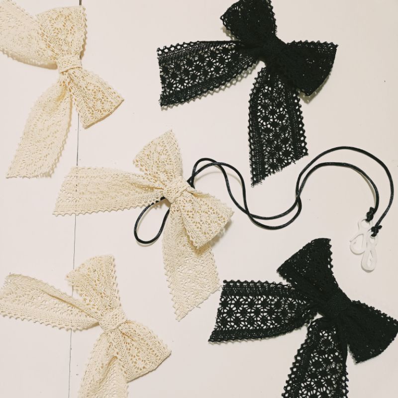 Jual Konektor Strap Masker Pita Renda Lace Ribbon Bow Lucu | Shopee ...